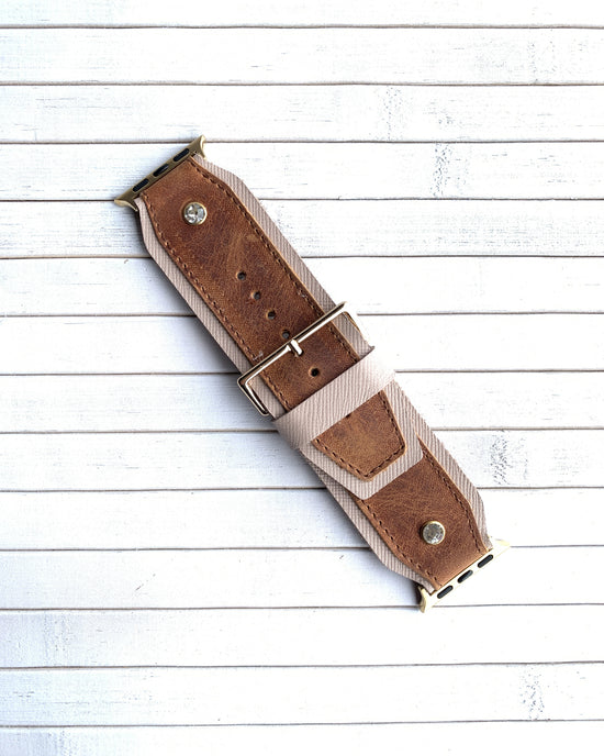Authentic Crazy leather Diamond studded watch strap